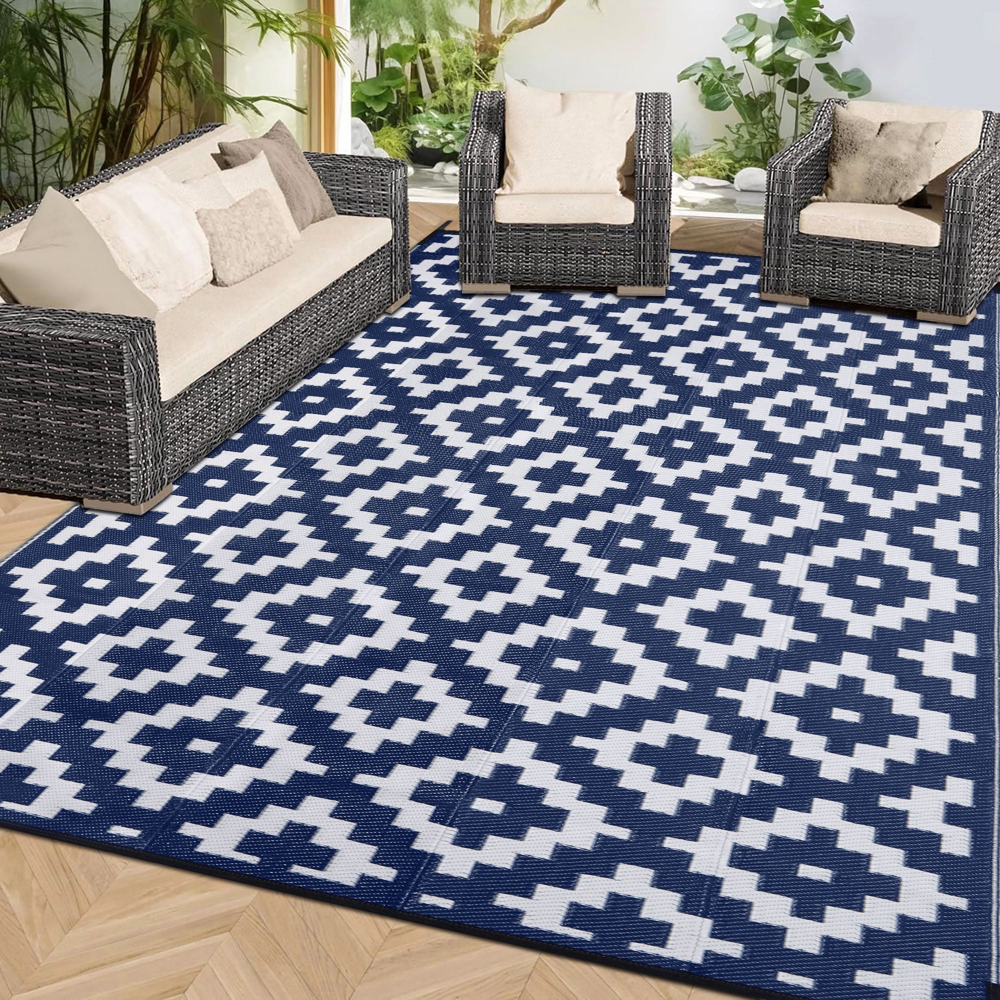 BERTHMEER Outdoor Rugs Clearance 5'x8' Waterproof Plastic Patio Rugs ...