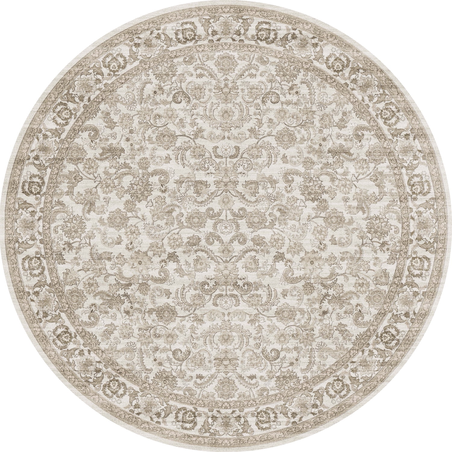 Berthmeer 6'x6' Round Area Rug, Washable Vintage Distressed Brown ...