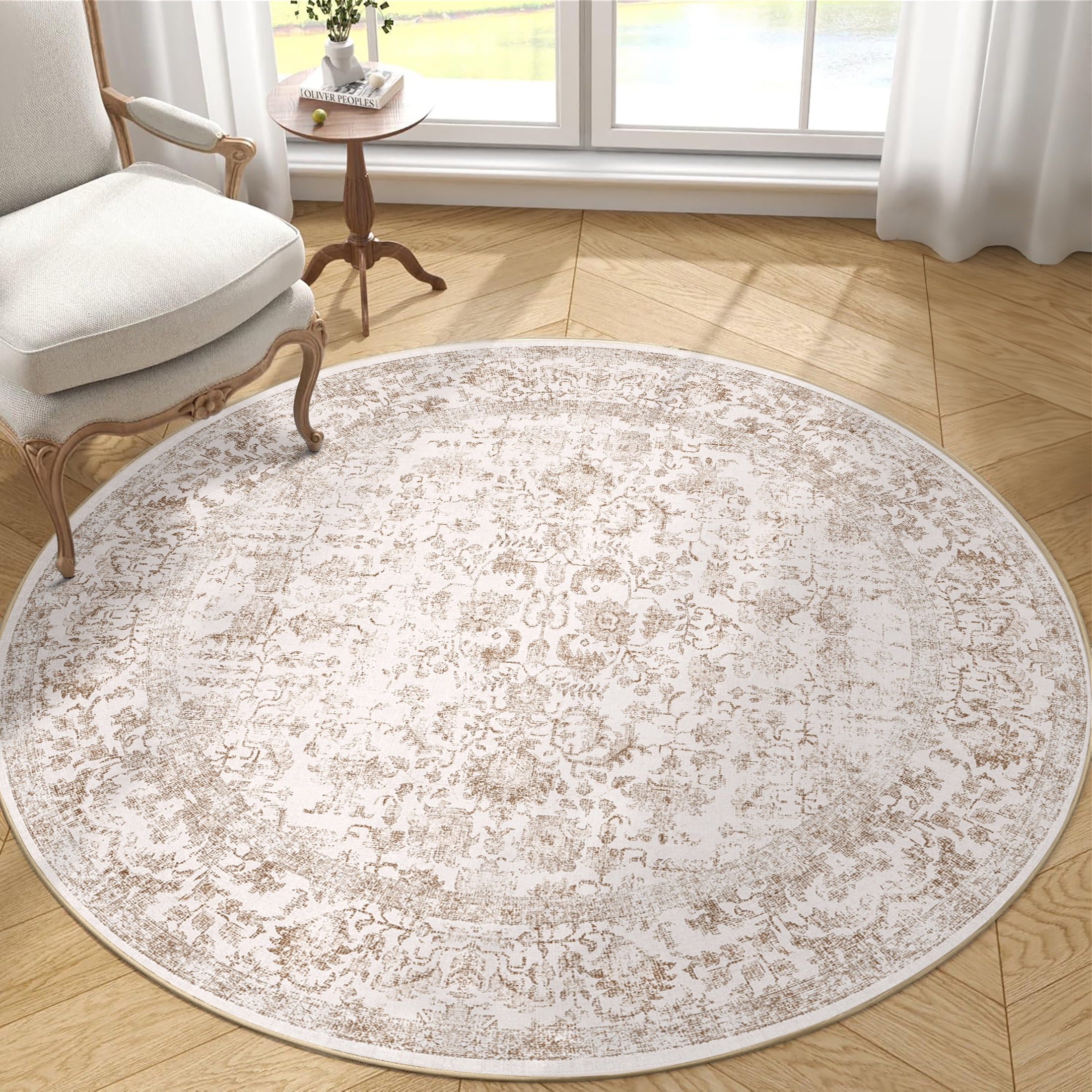 BERTHMEER Round Area Rugs 8'x8' Washable Rugs for Office Living Room ...