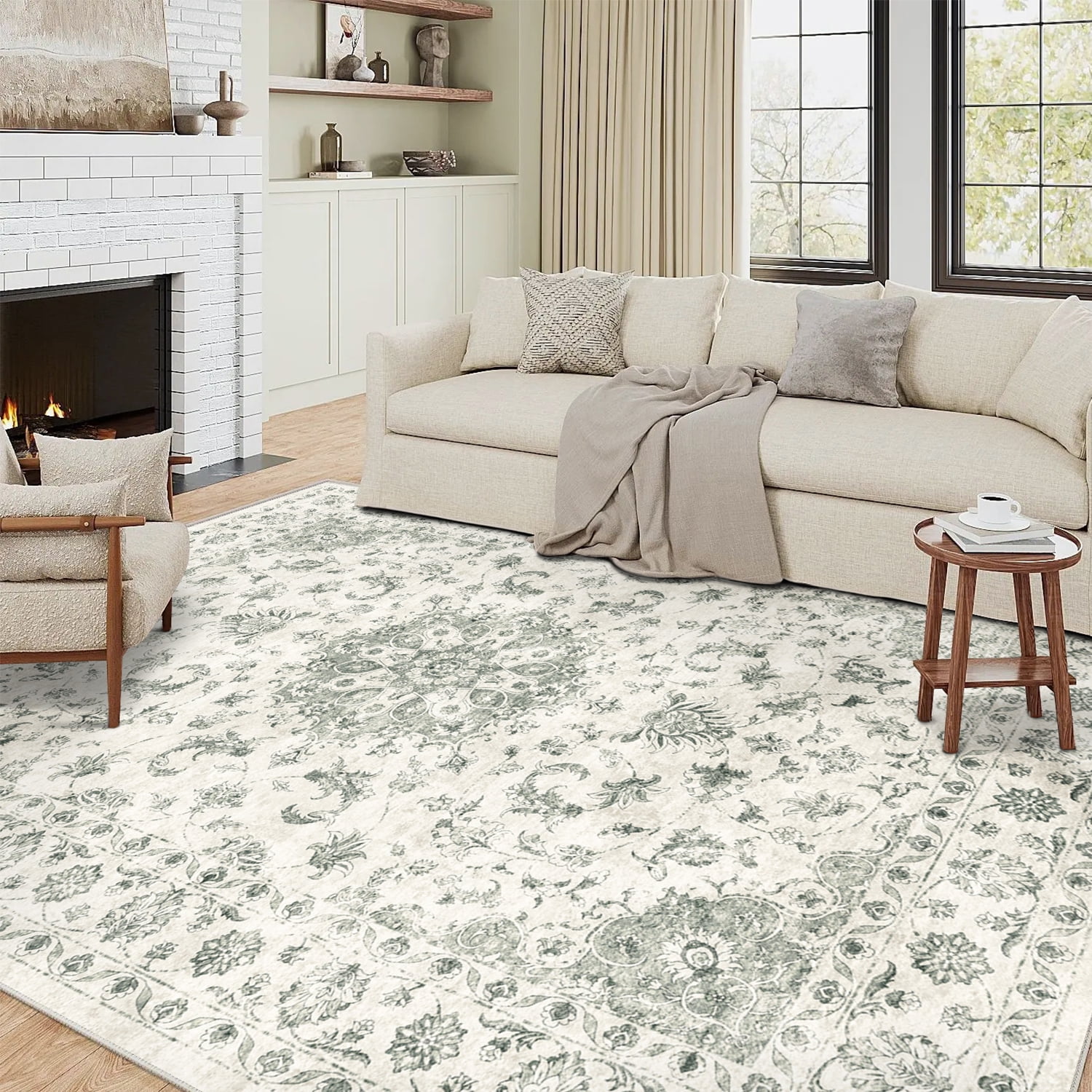 BERTHMEER Vintage 8’x10' Large Green Medallion Area Rugs for Living ...