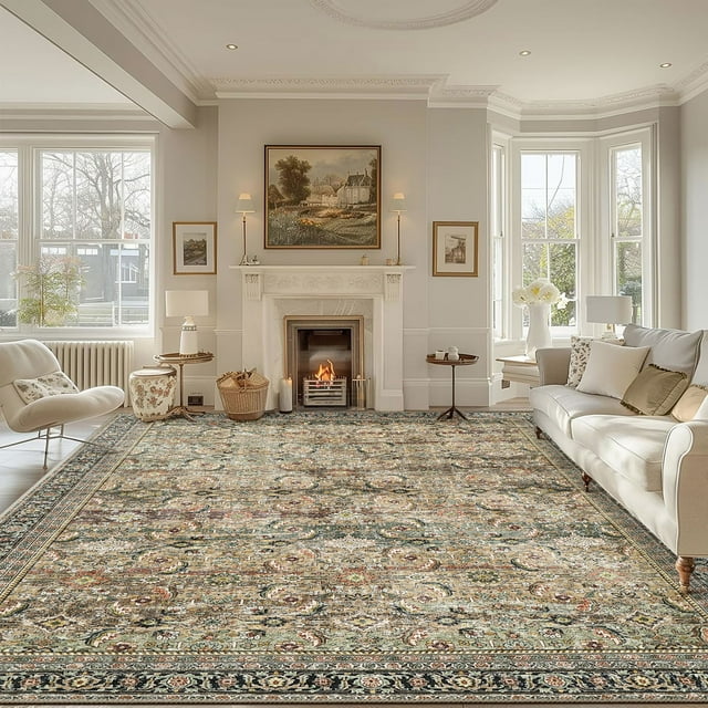 BERTHMEER Vintage Large Brown Area Rugs 8’x10' for Living Room Bedroom ...