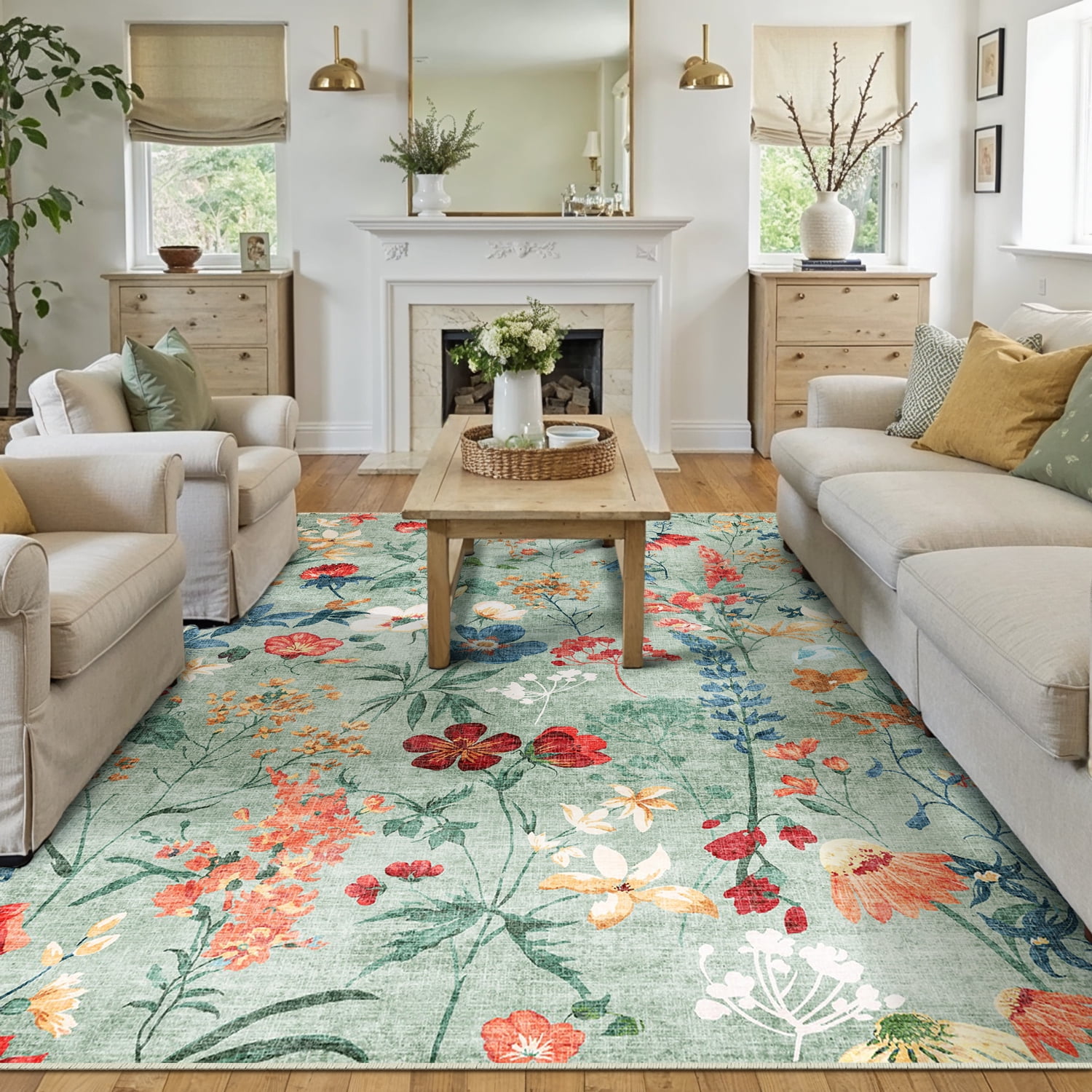 BERTHMEER Vintage Large Green Area Rugs 8’x10' Clearance for Living ...