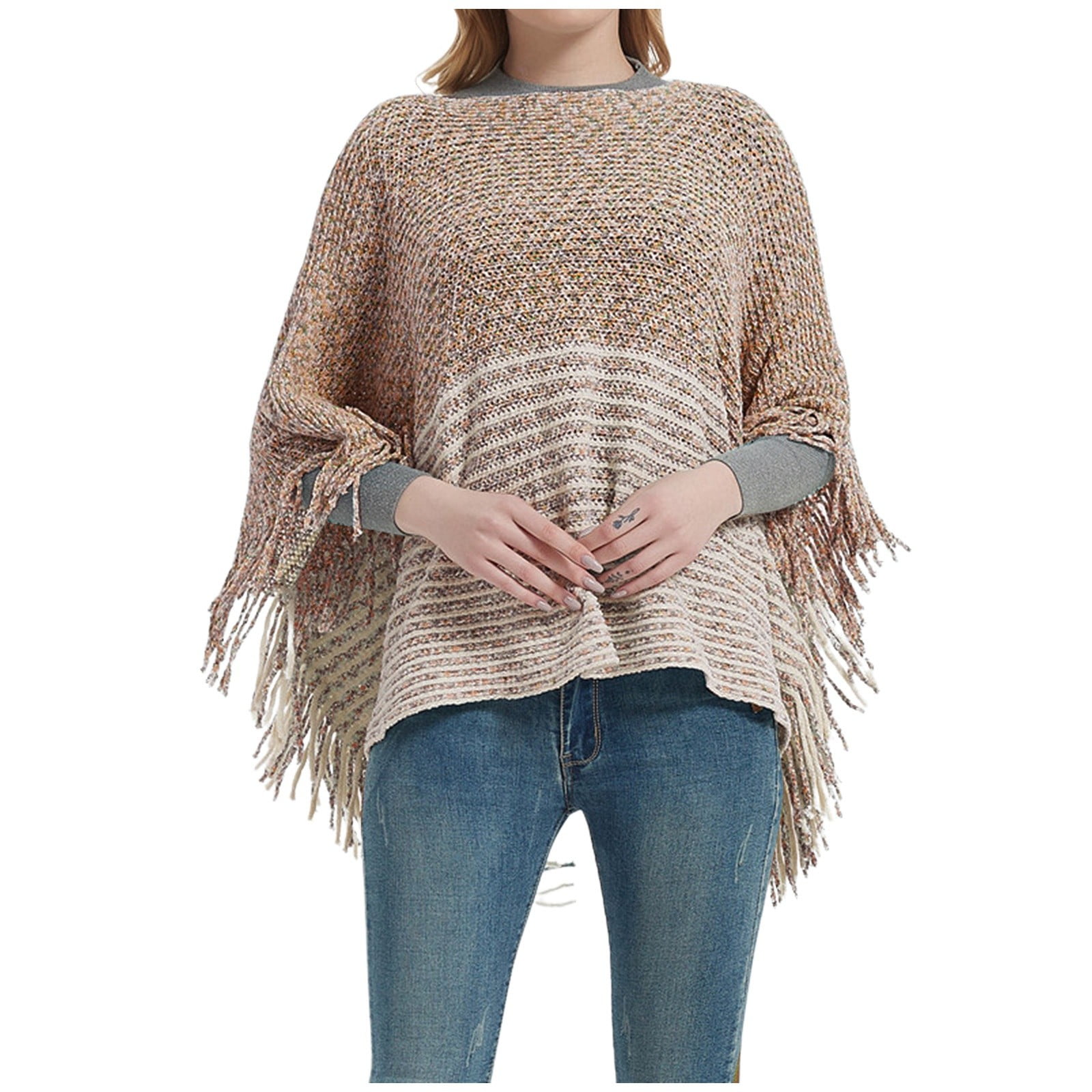 BERYWOLKS Women's Fashion Fringe Spring and Autumn Winter Batsleeve ...