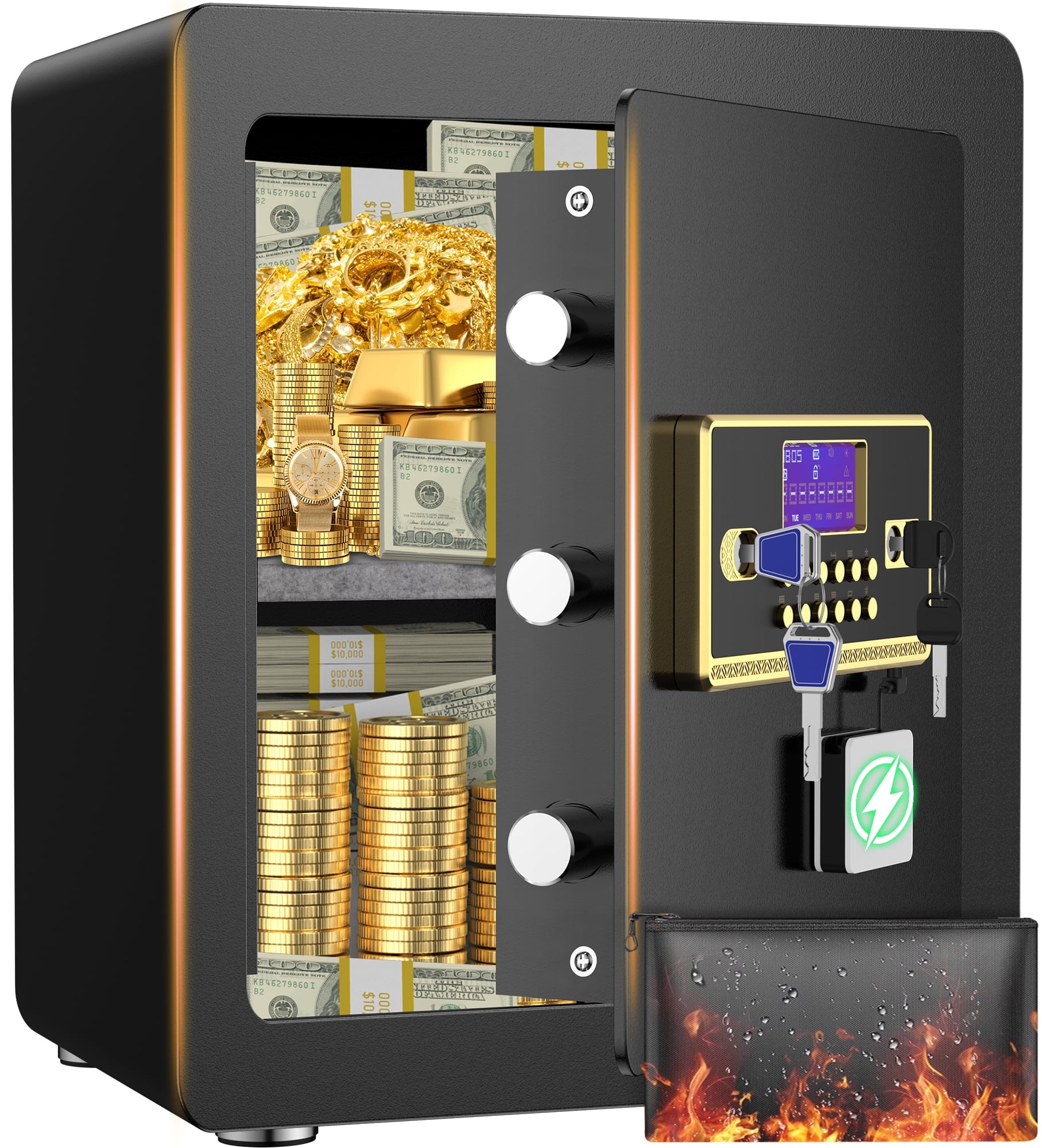 BESAFETY 2.5 Cuft Safe Box, Digital Keypad Home Security Safe With ...