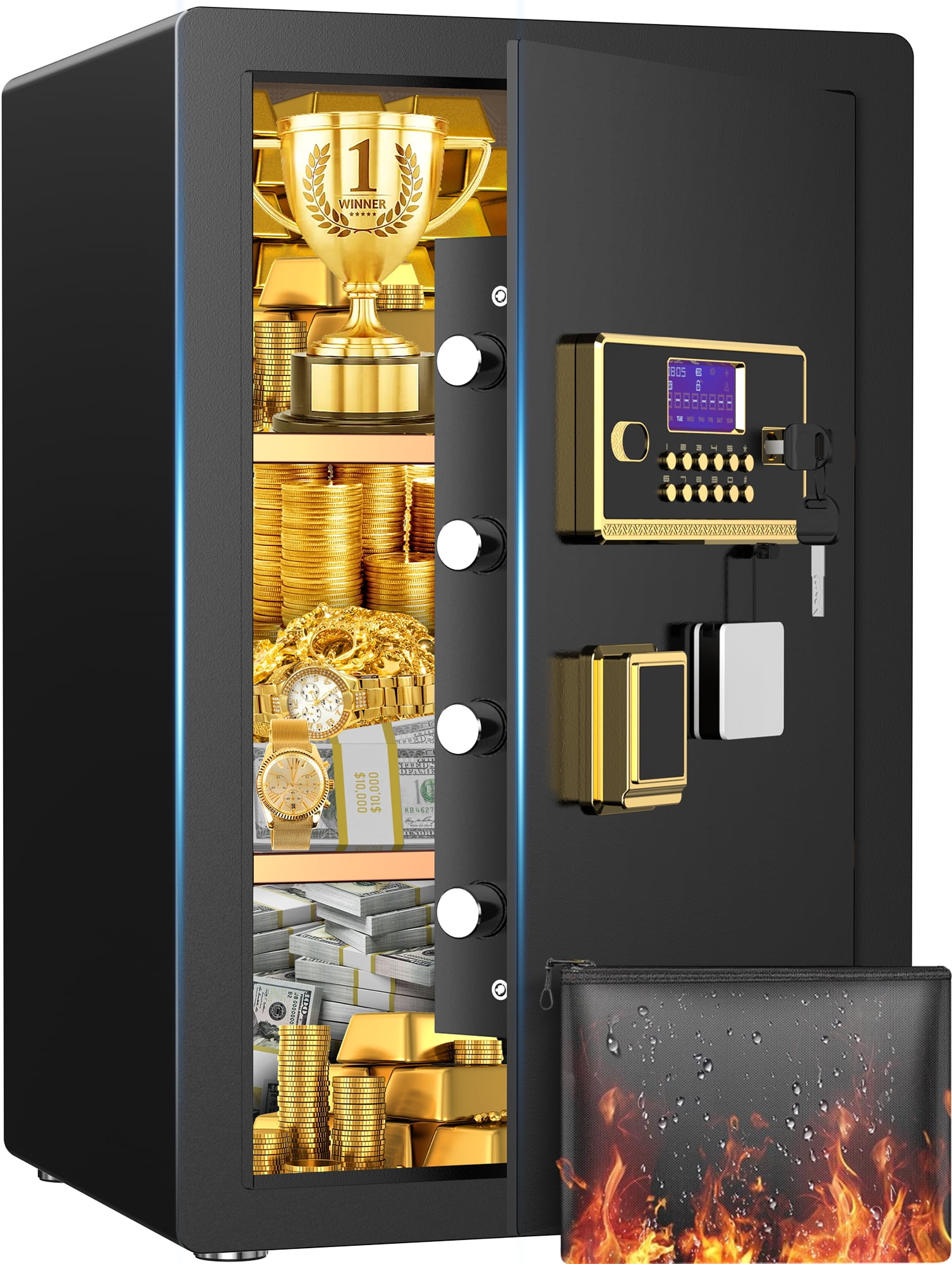 BESAFETY 5.5 Cuft Safe Box, Digital Keypad Home Security Safe With ...