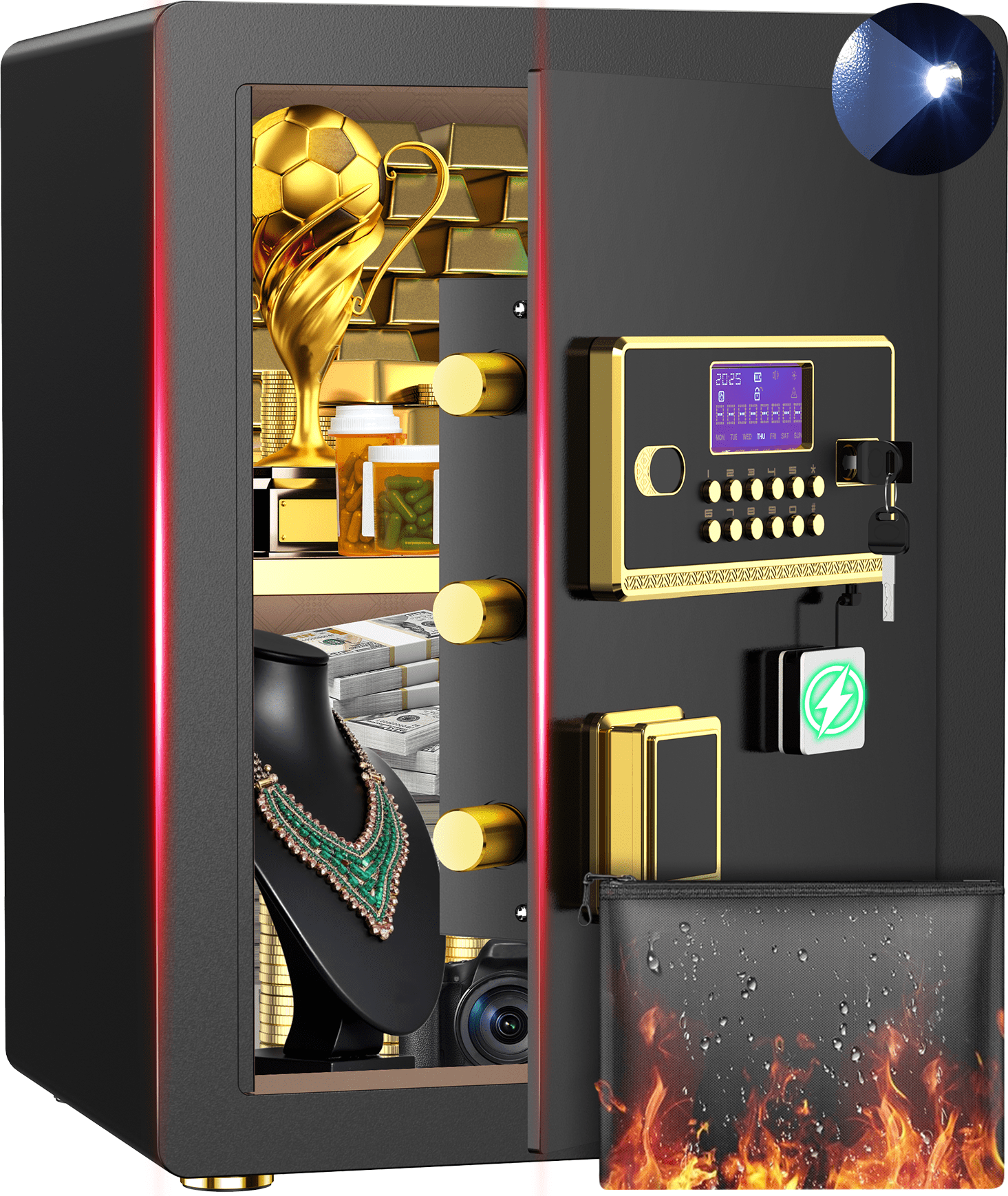 BESAFETY 3.5 Cuft Security Safe, Black Home Safe With Alarm, Fireproof ...