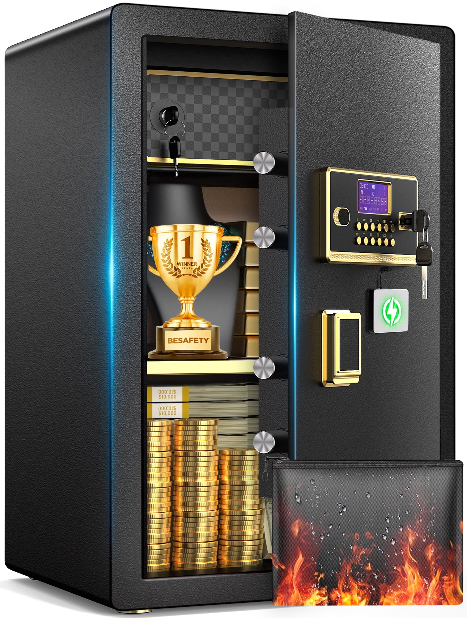 BESAFETY 6.5 Cuft Large Safe Box, Home Safe Security Box With Fireproof ...