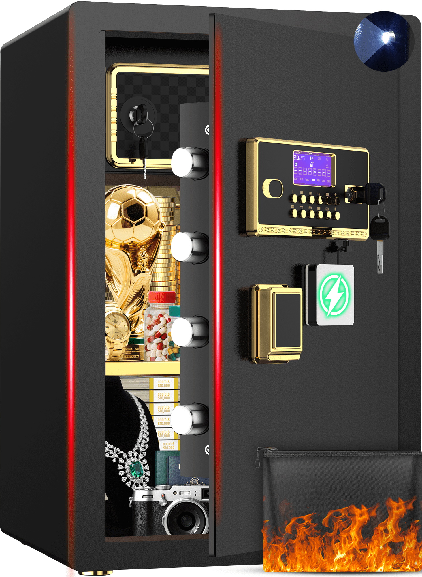 BESAFETY 5.5 Cuft Large Safe Box, Security Home Safe with Interior Safe ...