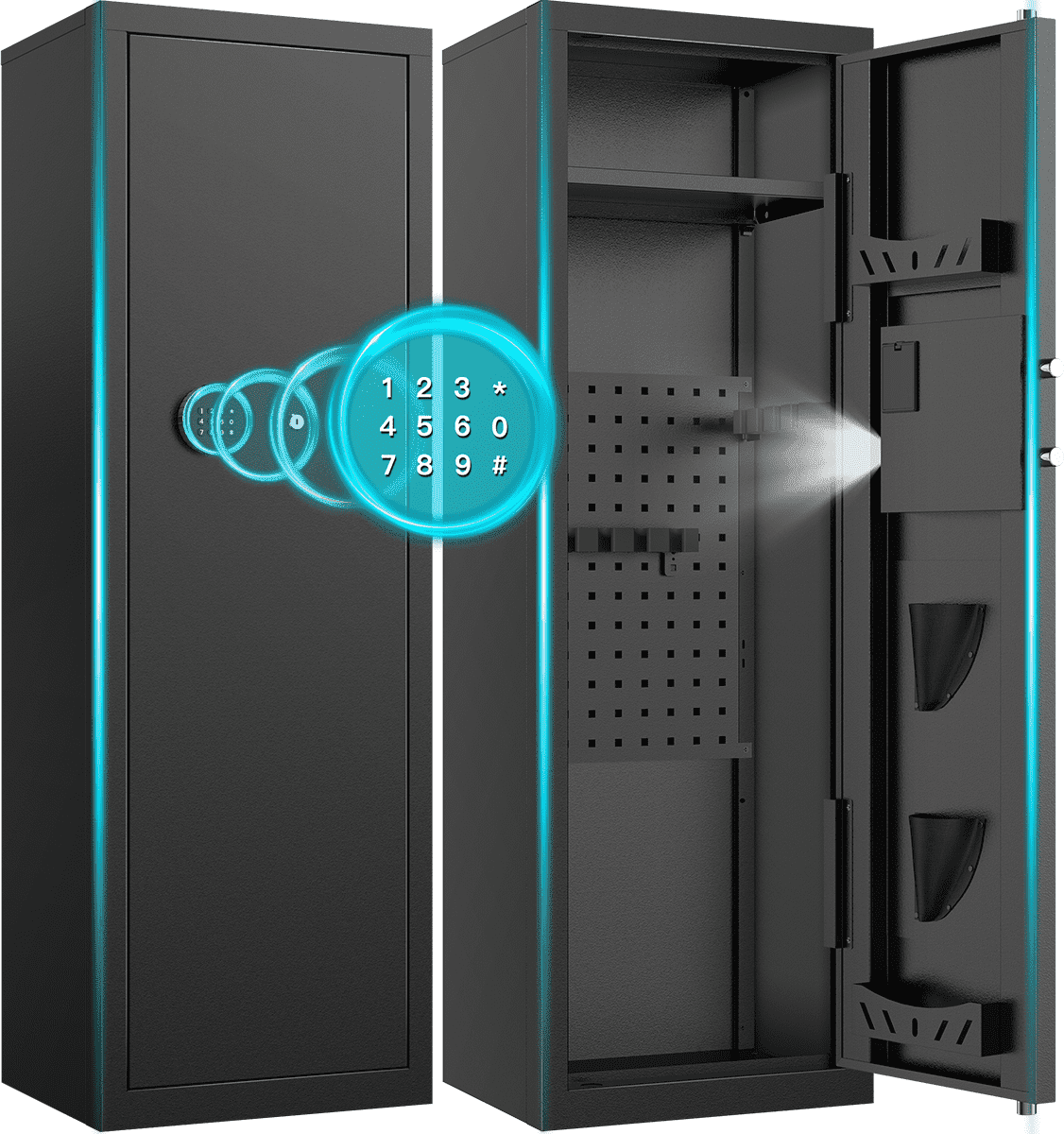 BESAFETY 8-10 Gun Cabinet, Quick Access Long Gun Safe for Home Rifles ...