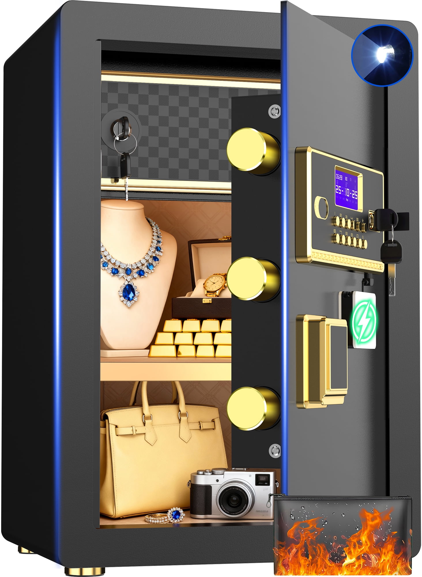 BESAFETY 5.0 Cuft Large Safe Box, Security Home Safe with Interior Safe ...