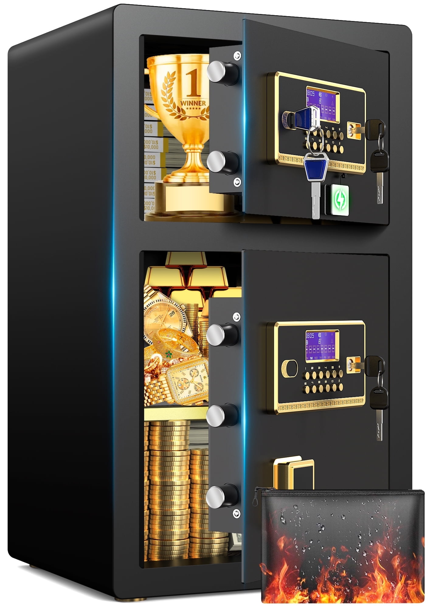 BESAFETY 7.6 Cuft Large Double Door Safe Box, Digital Keypad Home ...