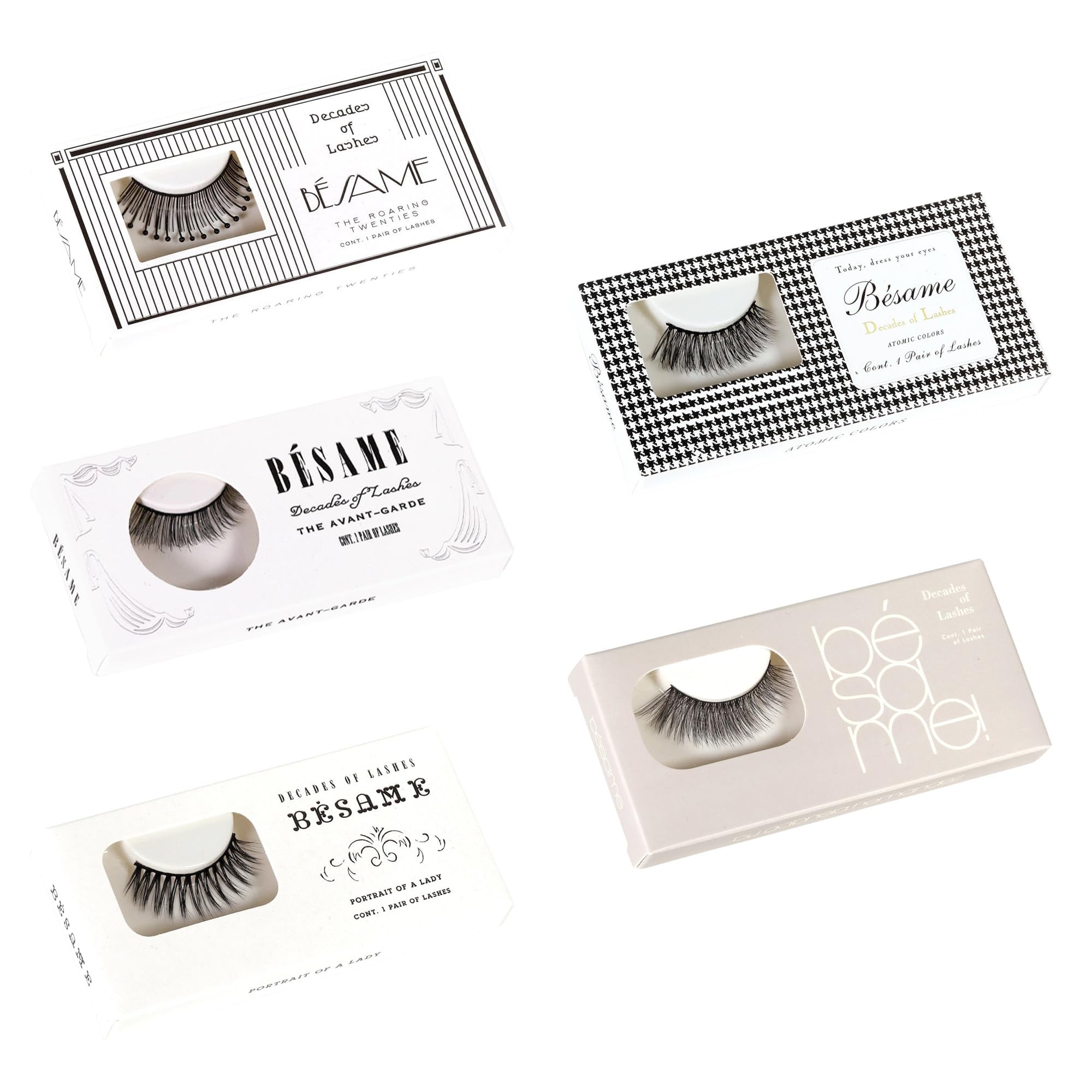 BESAME Decade of Eye Lashes Pack - 5 Boxes of Vintage-Inspired Natural ...