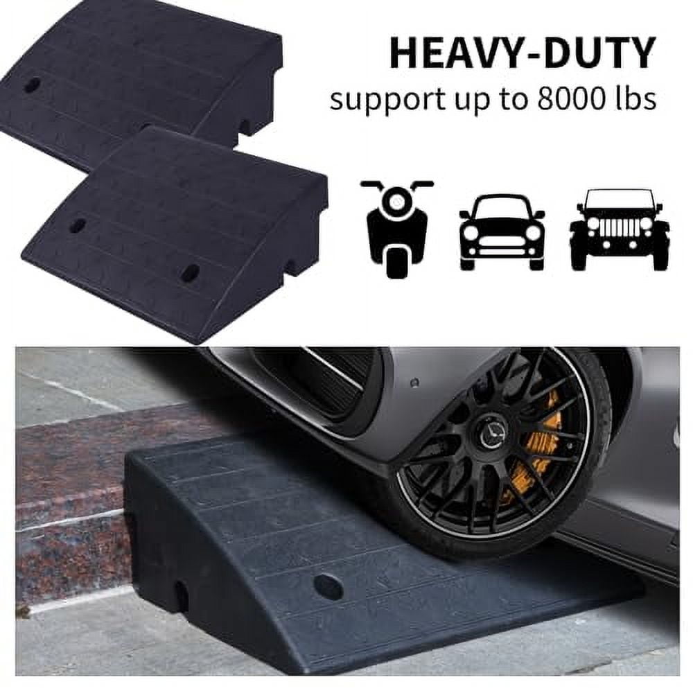 BESEA 2Pack Rubber Curb Ramp 7 inch High 17 Length for Driveway Curb ...