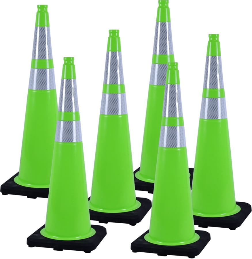 BESEA 36'' Inch PVC Traffic Cone, 6 Pack Road Safety Cones with Black ...