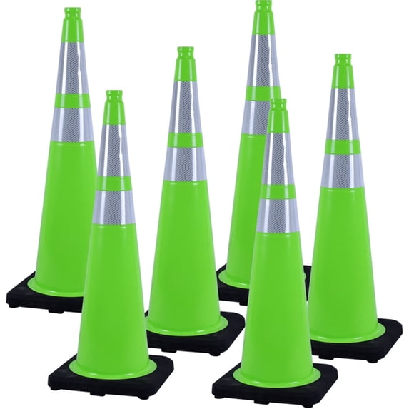 BESEA 36'' Inch PVC Traffic Cone, 6 Pack Road Safety Cones with Black ...