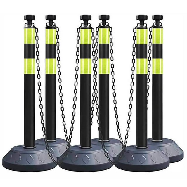 BESEA 6 Pack 40 Inch Traffic Delineator Posts, Delineator Post Cones ...
