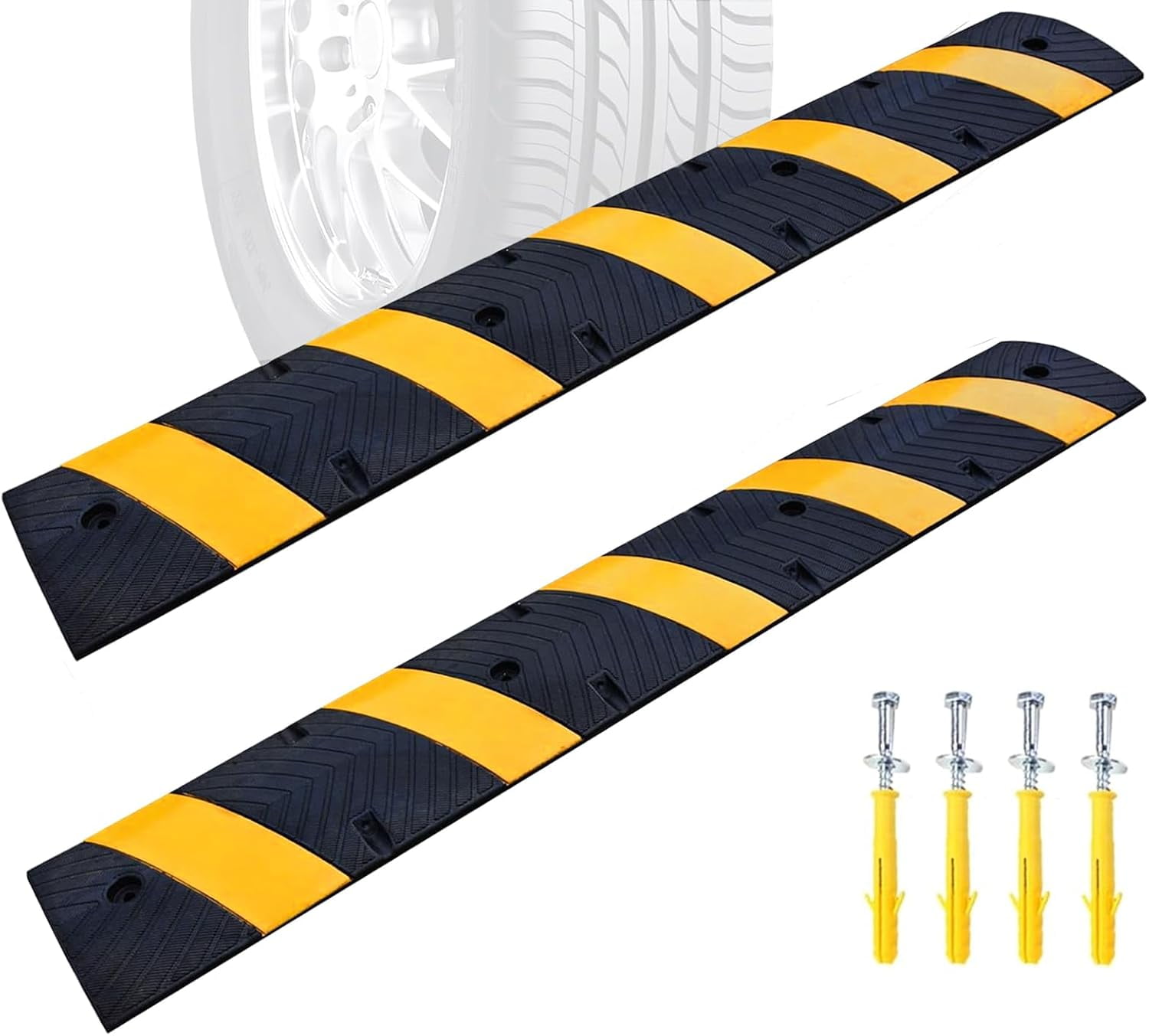 BESEA 6Feet Rubber Speed Bump, 72" x 12" x 2" Heavy Duty Speed Bump ...