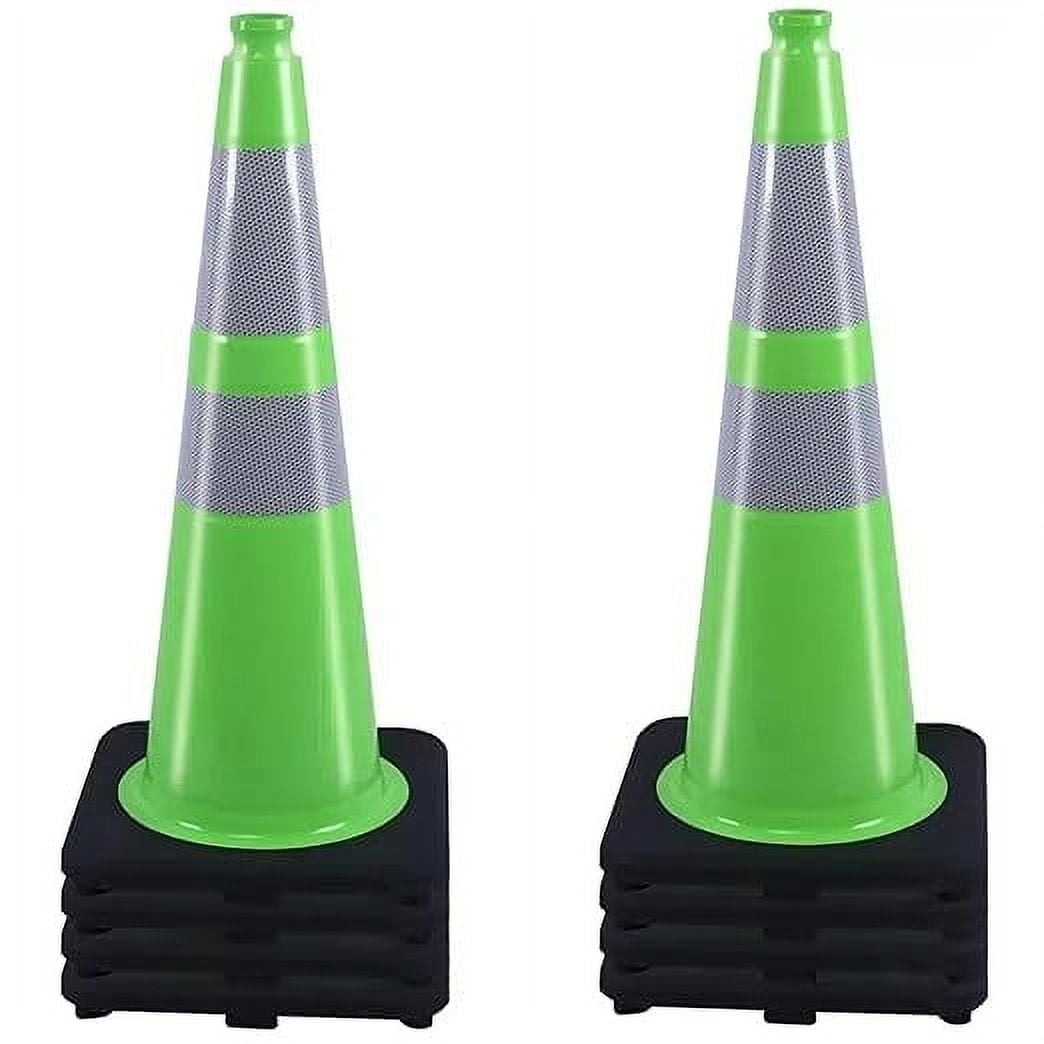 BESEA 8 Pack 28" inch PVC Traffic Cones, Green Safety Cone with 6 inch ...