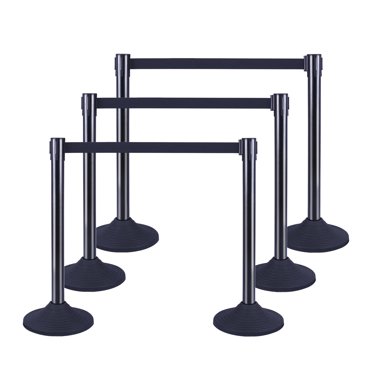 Costway 6Pcs Stanchion Posts Queue Pole Retractable Red Belt Crowd ...
