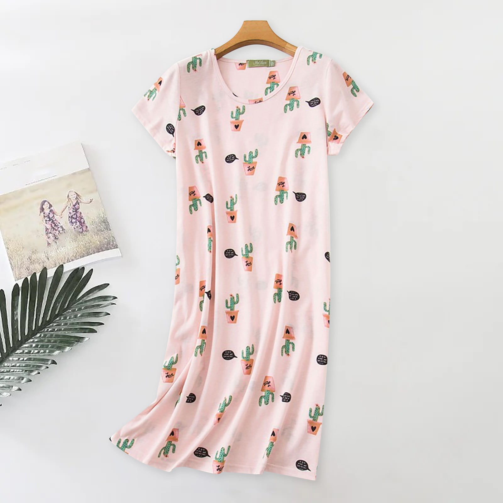 BESEW7 Women's Cute Cartoon Pajamas Summer Short Sleeve Round Neck ...