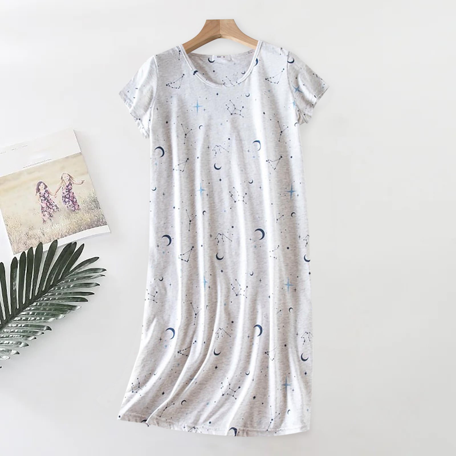 BESEW7 Women's Cute Cartoon Pajamas Summer Short Sleeve Round Neck ...
