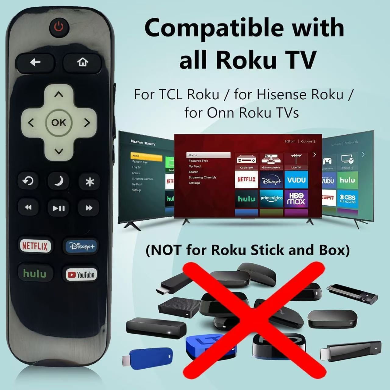 BESIA [Glow in The Dark] Replacement-Remote-Control for Roku-TV ...