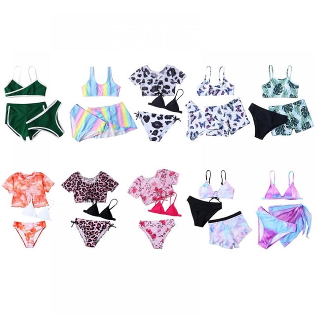 BESLY Child Girls' Beach Sport Bikini 3-Piece Swimsuit Bathing Suit Set ...