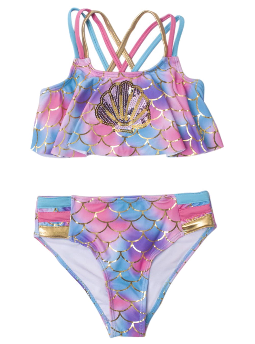 BESLY Girls Bikini Set Two Piece Fish Scale Fashion Cute Swimwear ...