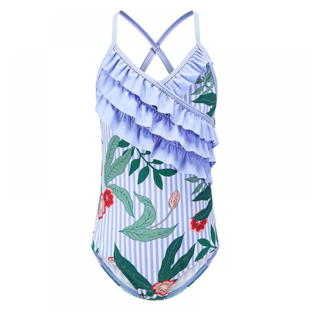 BESLY Little/Big Girls' Ruffle Swimsuit One Piece Bathing Suit Cute ...