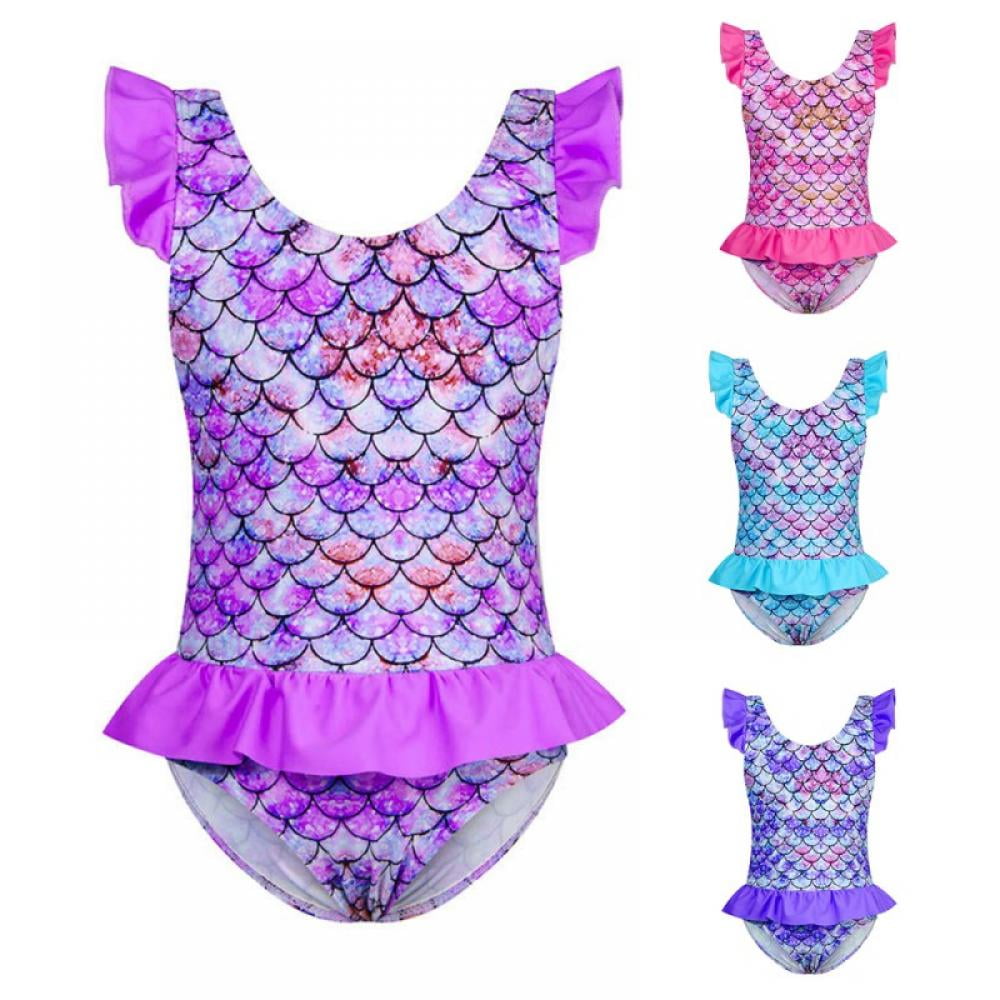 BESLY Little Girls/Big Girls One Piece Swimsuits Sport Halter Bathing ...