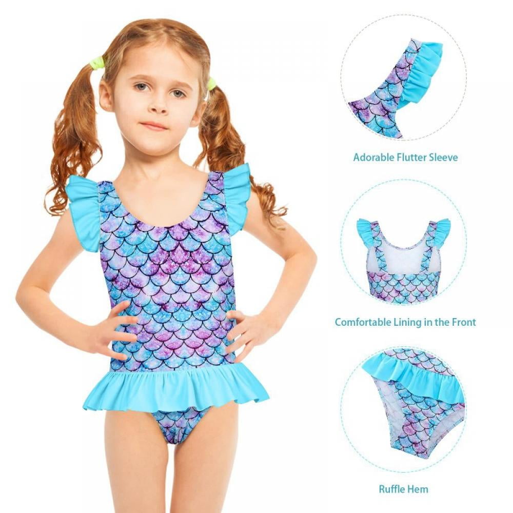 BESLY Toddler Girls Off Shoulder Swimsuits Ruffles Bikini One Piece ...