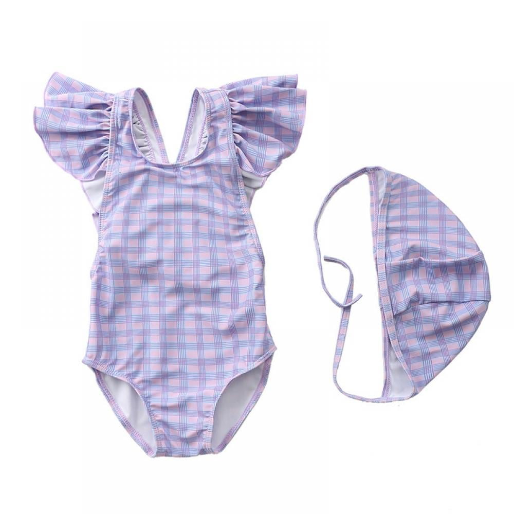 BESLY Toddler Little Girls Ruffled Swimsuits 1-7T One-Piece Beach ...