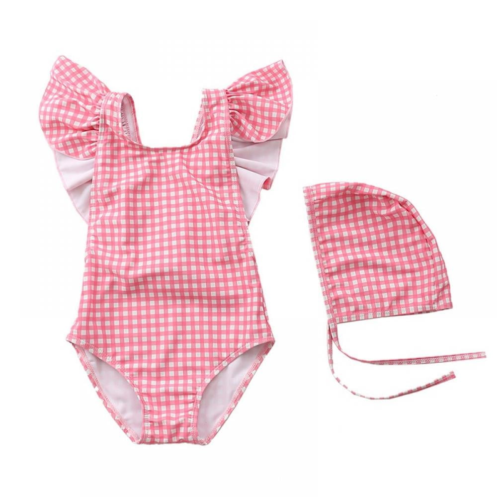 BESLY Toddler Little Girls Ruffled Swimsuits 1-7T One-Piece Beach ...