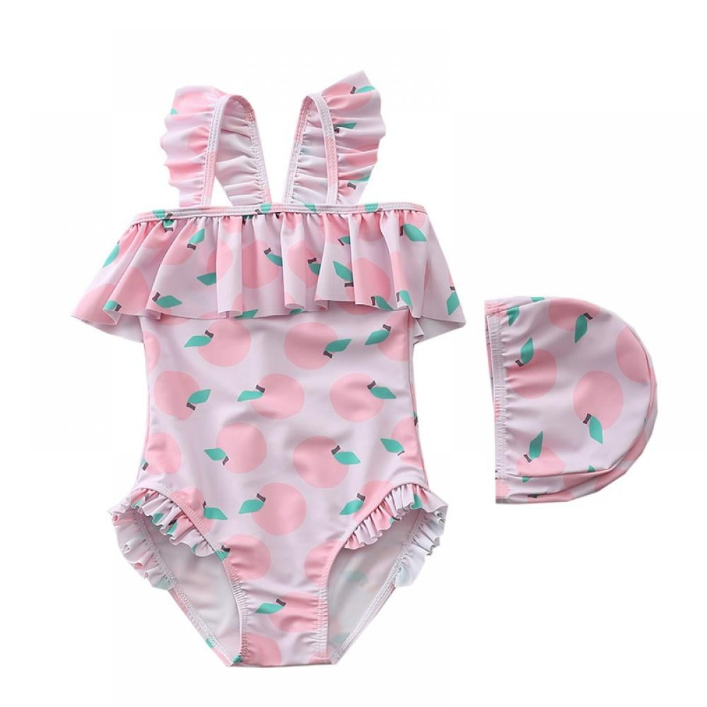 BESLY Toddler Little Girls Ruffled Swimsuits 1-7T One-Piece Beach ...