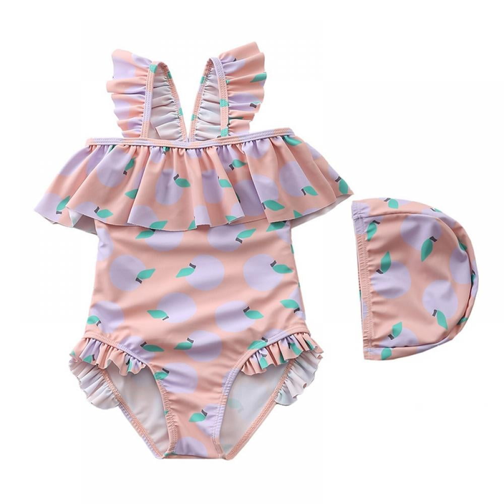 BESLY Toddler Little Girls Ruffled Swimsuits 1-7T One-Piece Beach ...