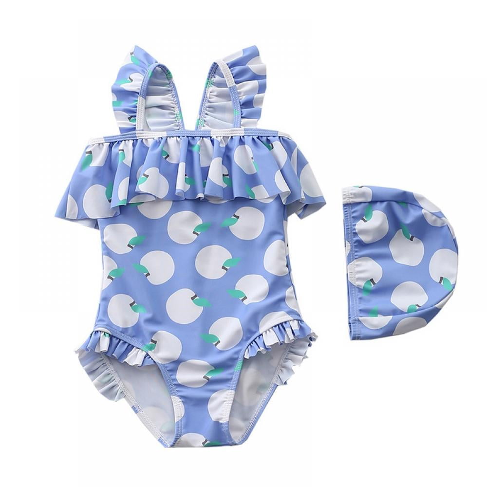 BESLY Toddler Little Girls Ruffled Swimsuits 1-7T One-Piece Beach ...
