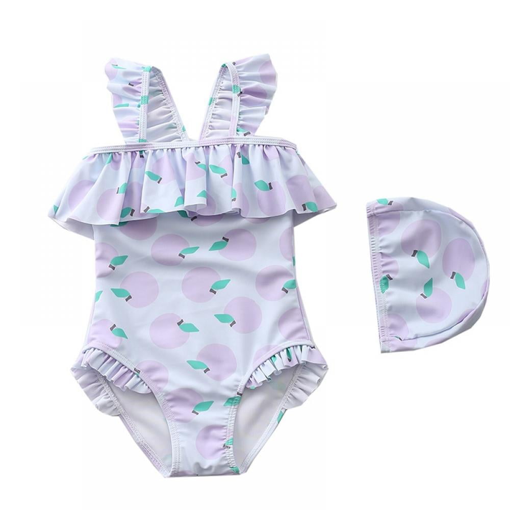 BESLY Toddler Little Girls Ruffled Swimsuits 1-7T One-Piece Beach ...