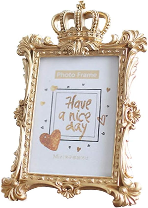 BESPORTBLE Gold Crown Photo Frame, 6inch Resin Picture Frame with ...