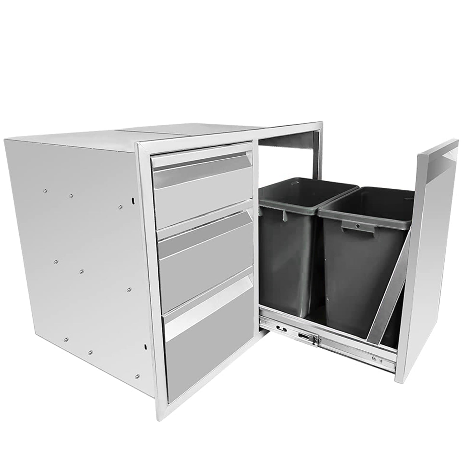 BESRTWE Outdoor Kitchen Drawers Combo with 2 Trash Can Drawers ...
