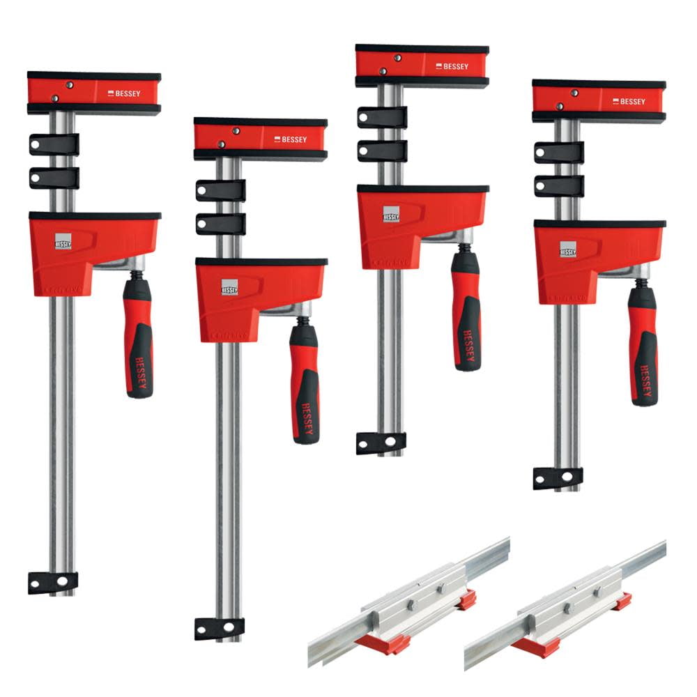 BESSEY KREX2450 REVO Parallel Jaw Clamp Set with Extenders -- Hex Key ...
