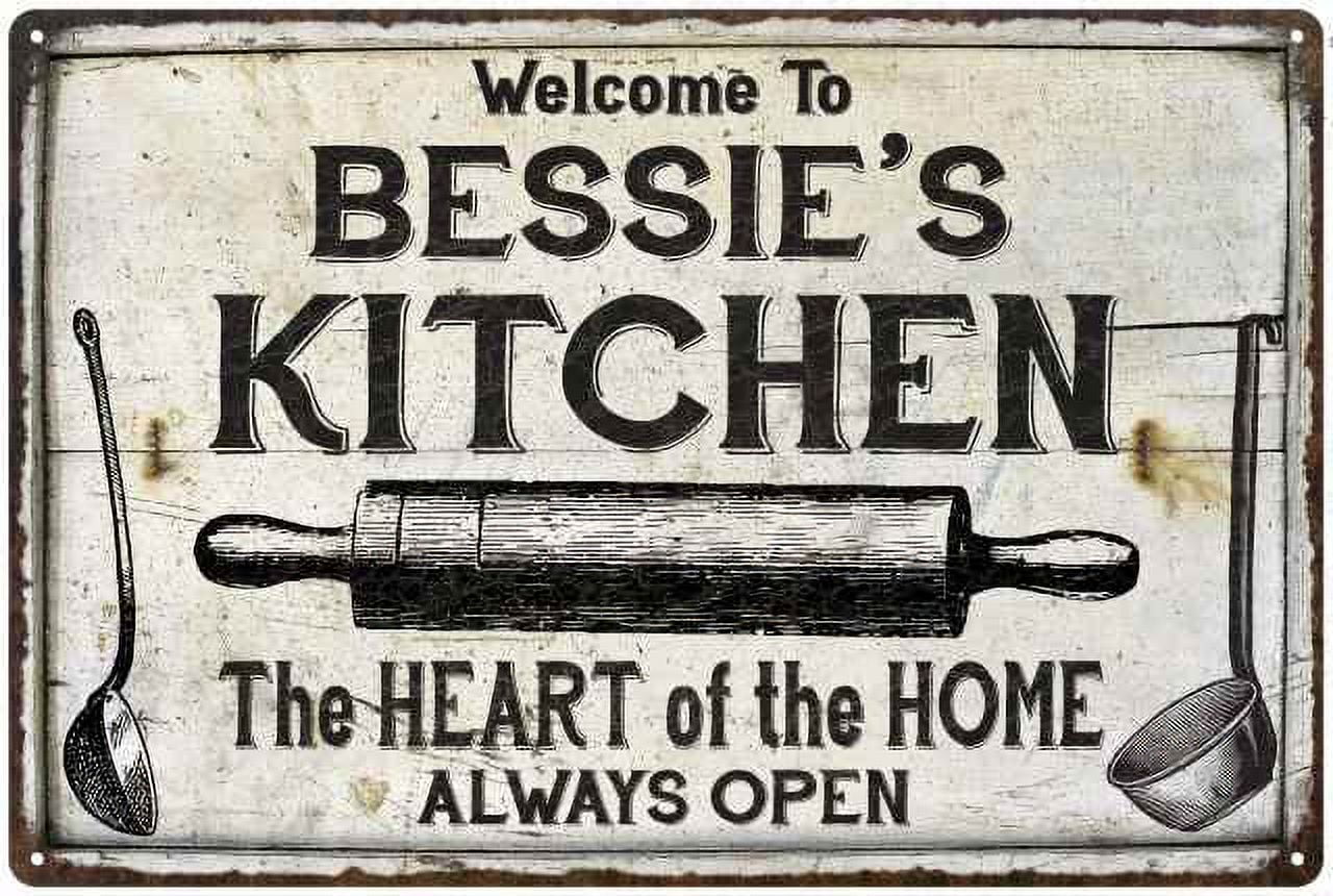 BESSIE'S Kitchen Farmhouse Sign Gift 8x12 Metal 108120033224 - Walmart.com
