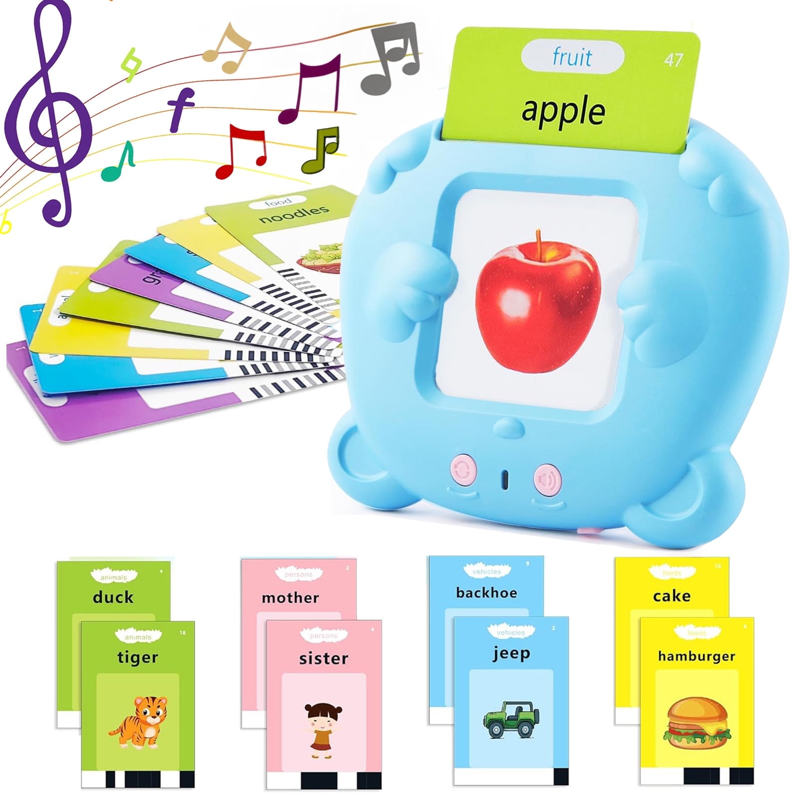 BESSNINI Talking Flash Cards Learning Toys for 2-6 Years Old Boys Girls, Sight Words Talking ...