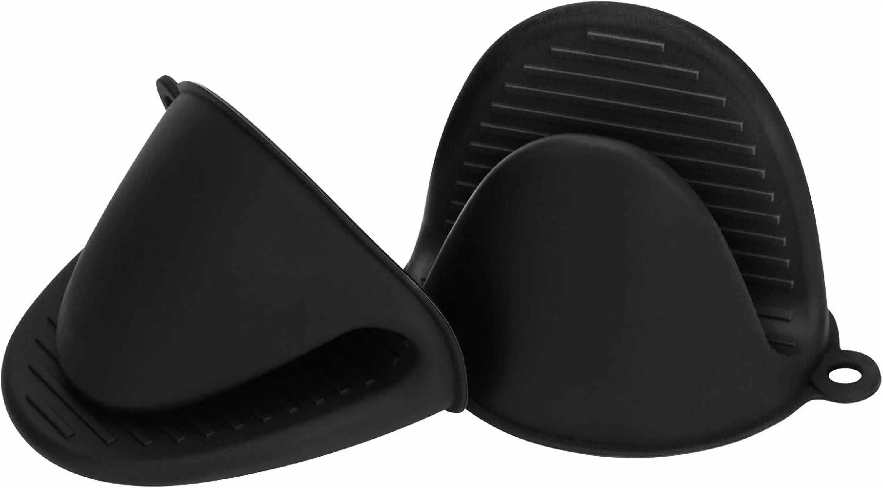 BEST- 1 Pair (Black) Mitts Pot Holders Sets For Kitchen Heat Resistant ...