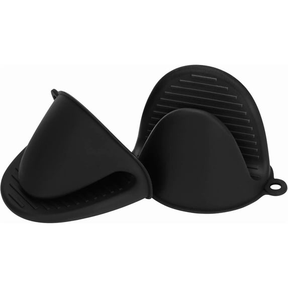 BEST- 1 Pair (Black) Mitts Pot Holders Sets For Kitchen Heat Resistant ...