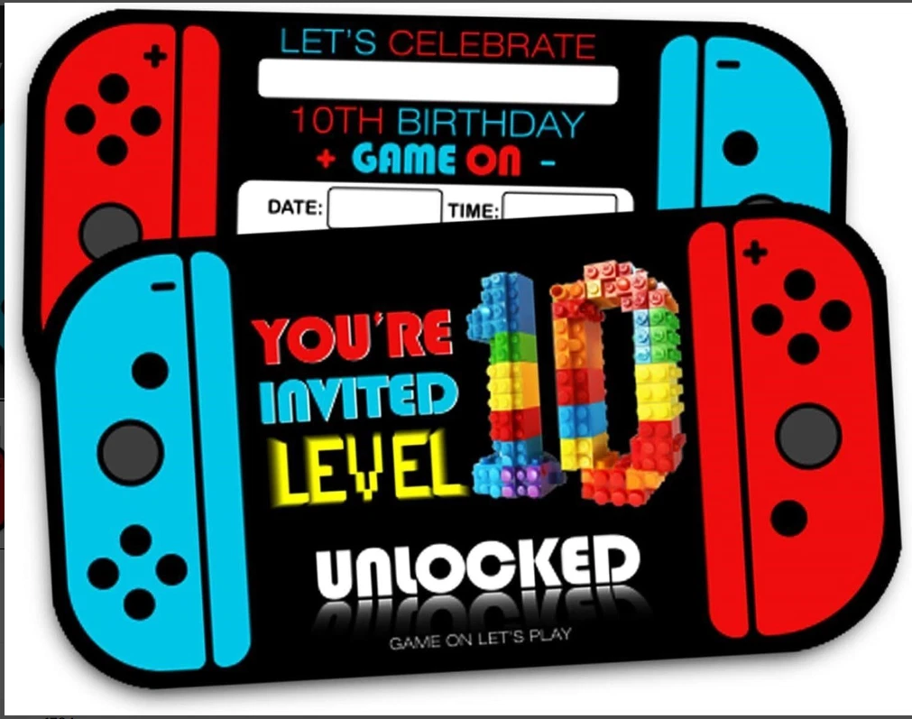BEST- 30 Pack Video Game 10Th Birthday Party Invitation For Boys 10 ...