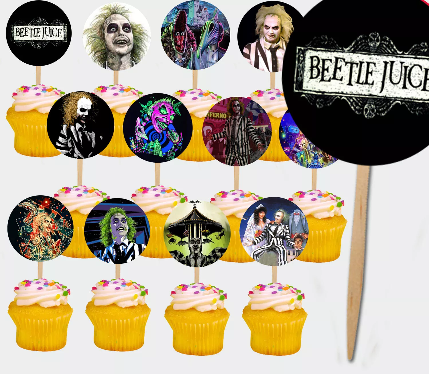 BEST- Beetlejuice Cupcake Picks Cake Topper Party Decor Halloween ...