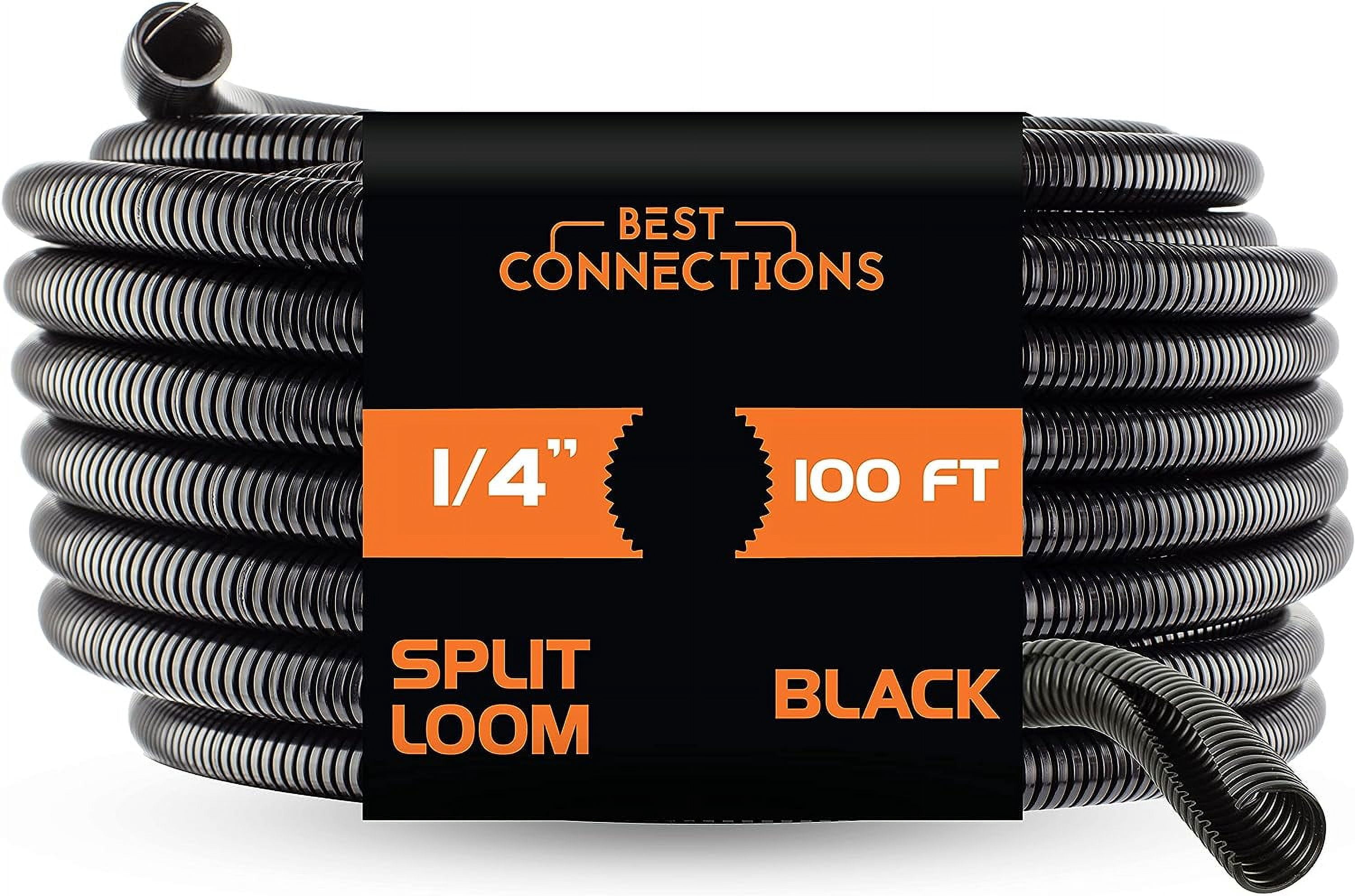 BEST CONNECTIONS 100 feet Split Wire Loom Flex-Guard Convoluted Tubing ...