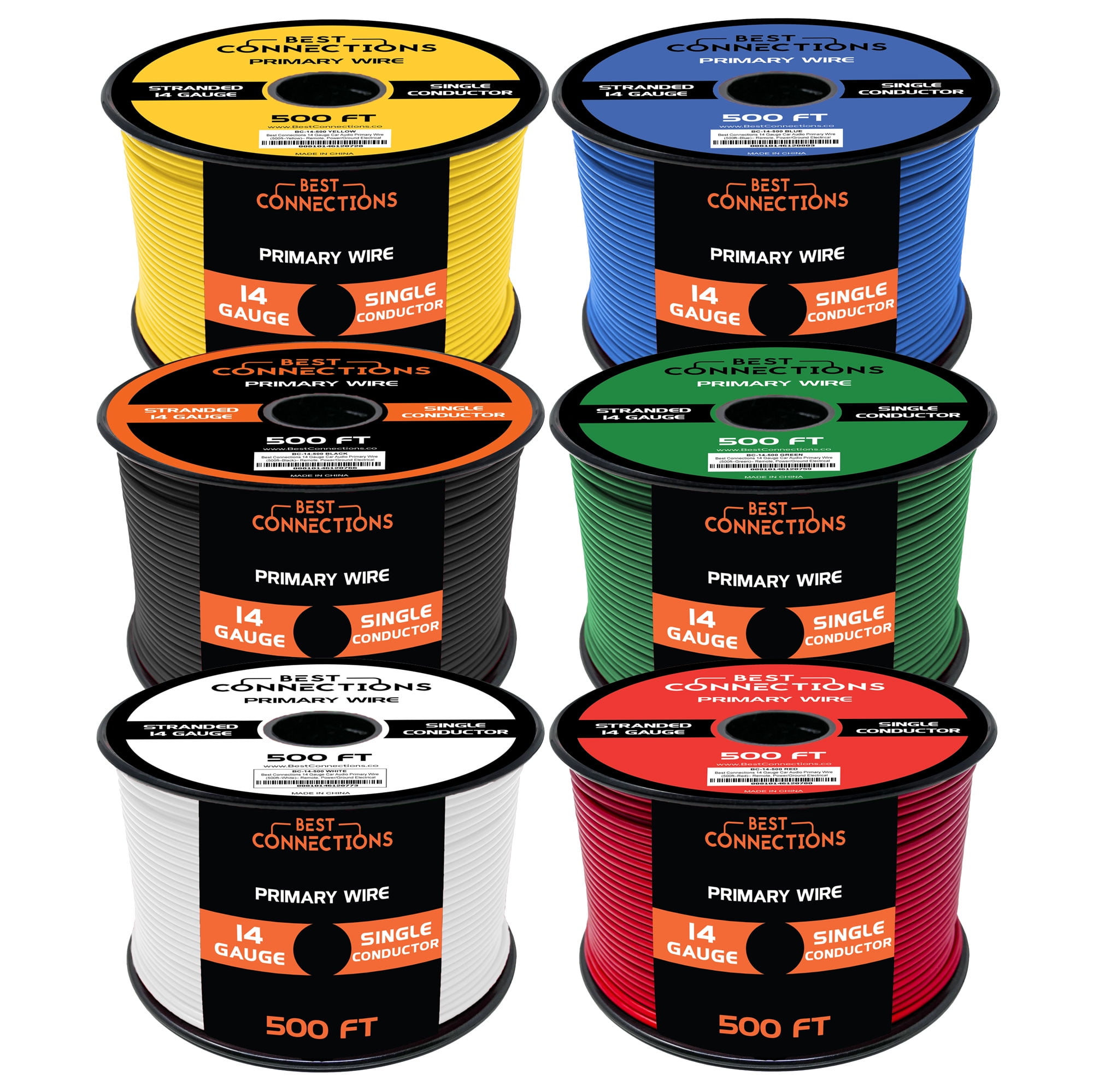 BEST CONNECTIONS 14 Gauge Automotive Primary Wire (500ft Each 6 Color ...