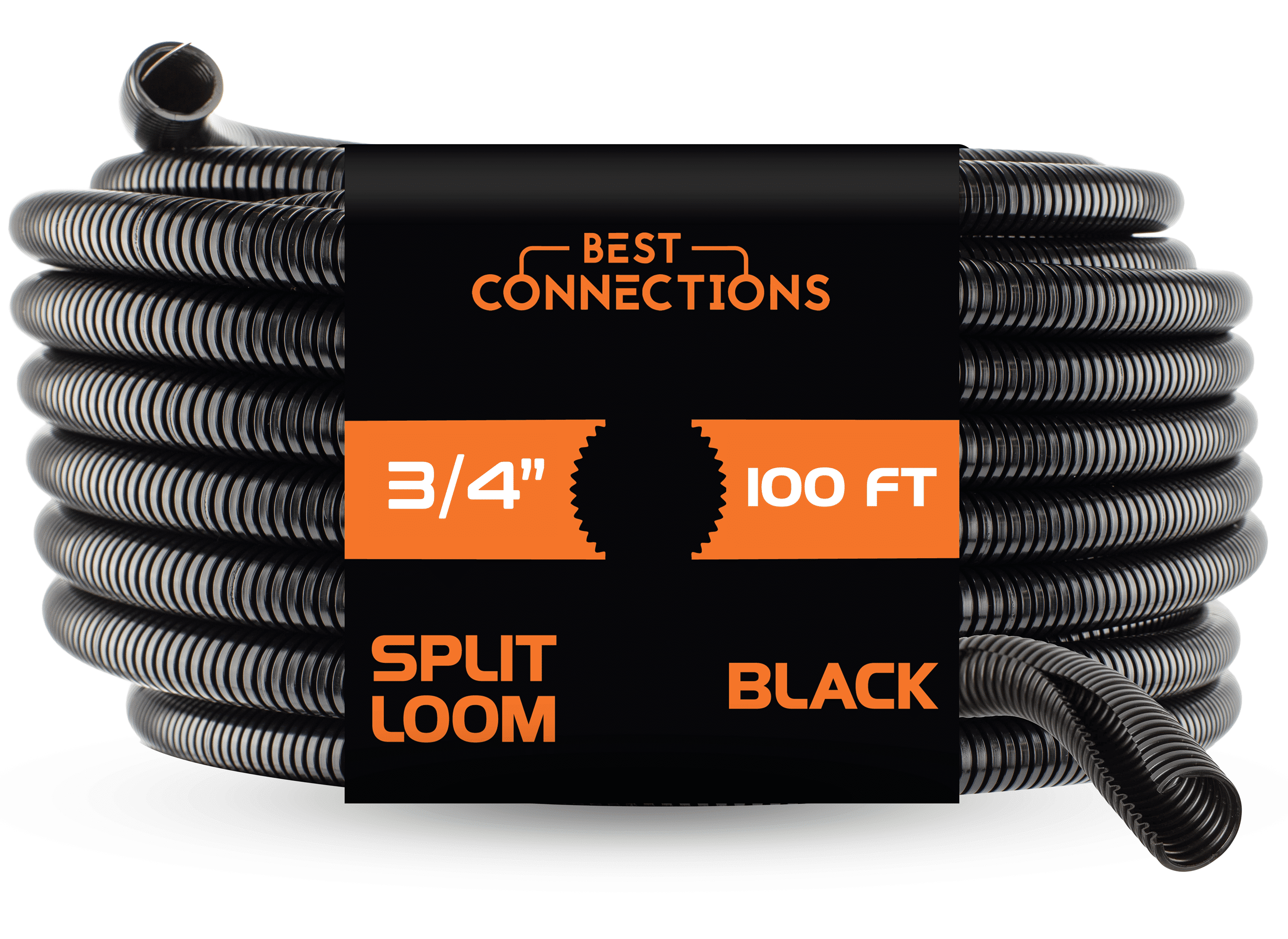 BEST CONNECTIONS (3/4" x 100 ft) Split Wire Loom Flex-Guard Convoluted ...