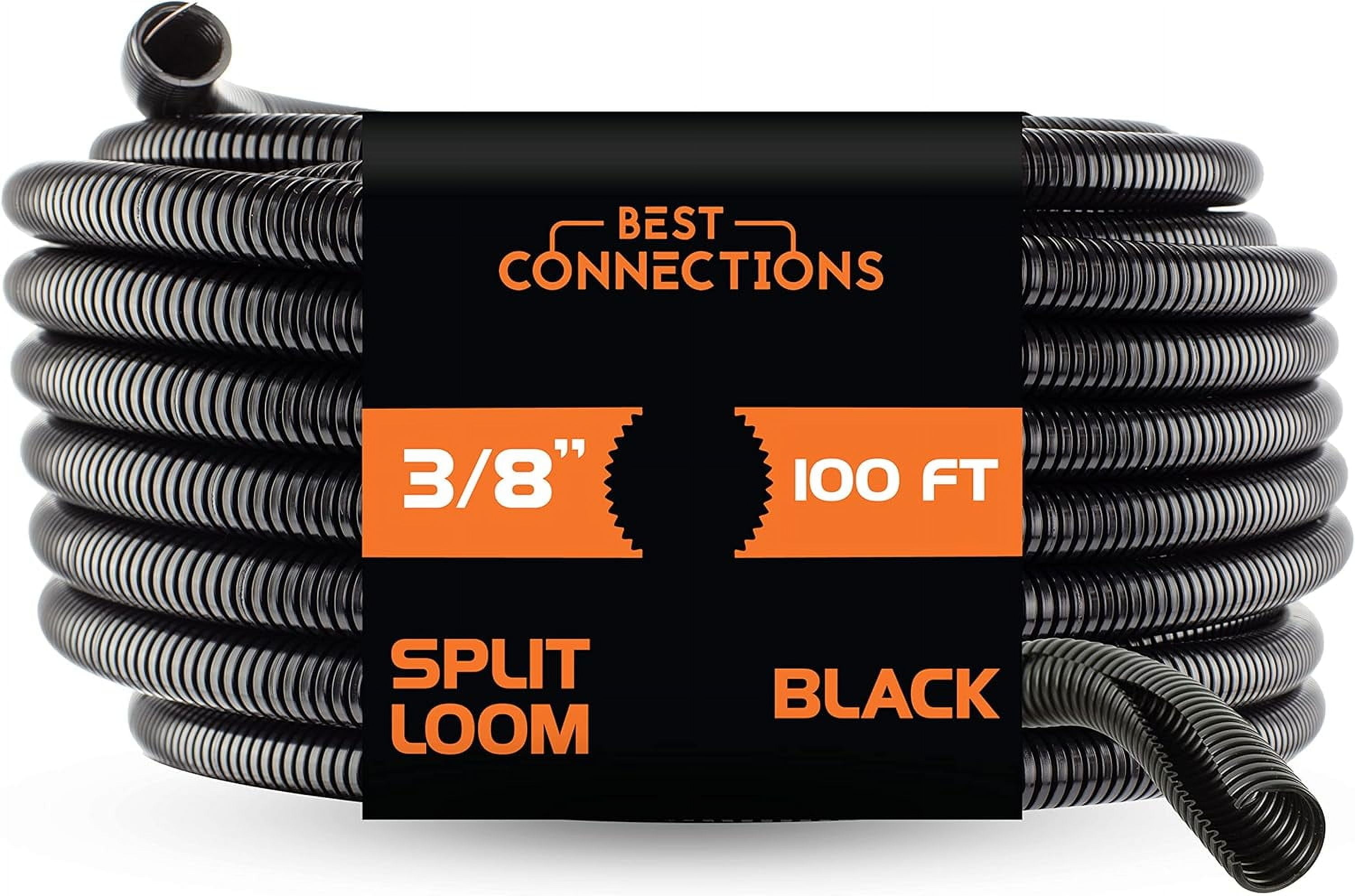 BEST CONNECTIONS 100 feet Split Wire Loom Flex-Guard Convoluted Tubing ...
